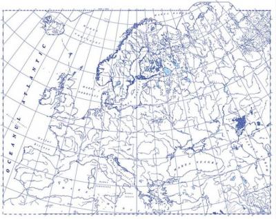 Europa. Harta fizica si politica. Harta de contur, 500x350 mm, fara ...