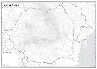 Harta administrativa, harta de contur pe verso, Romania si Republica ...